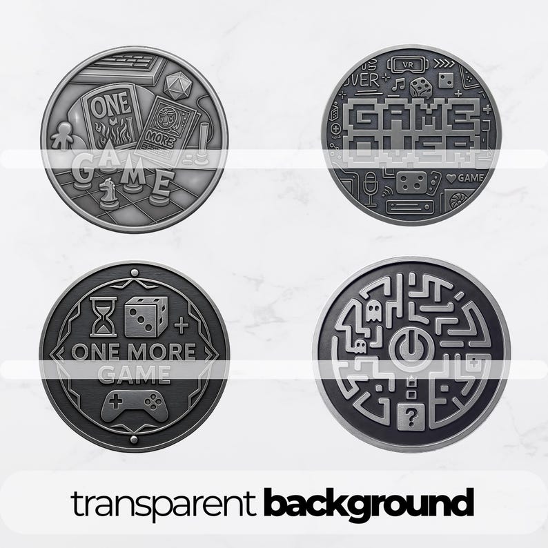 Gamer Coin Depth Map Pack: 3D Depth Maps for Laser Engraving (PNG ...