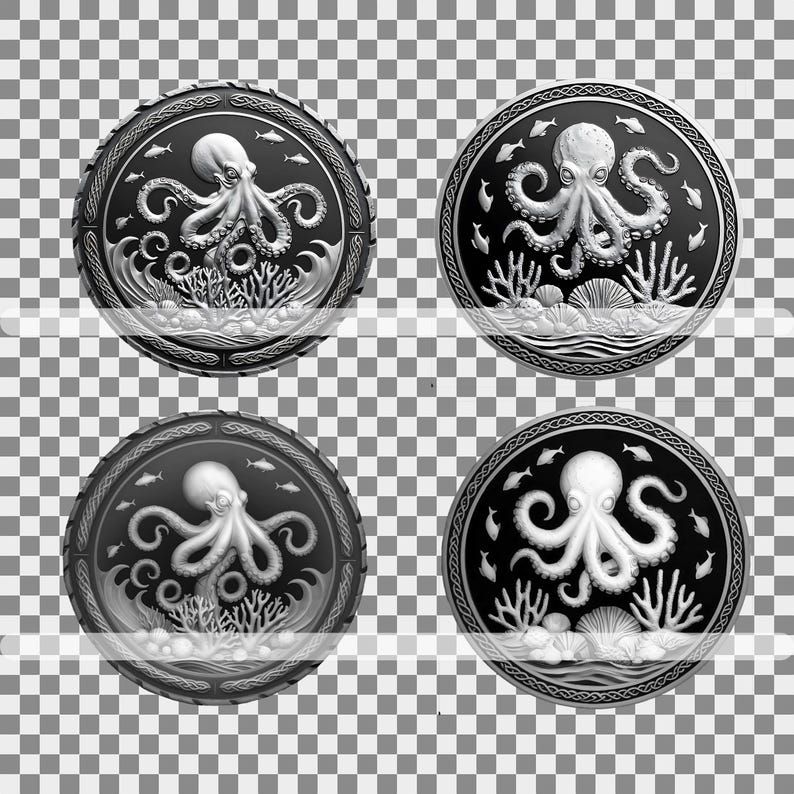 Pirate Coin 3D Depth Map PNG Bundle Pirates Treasure Laser Engrave Coin ...