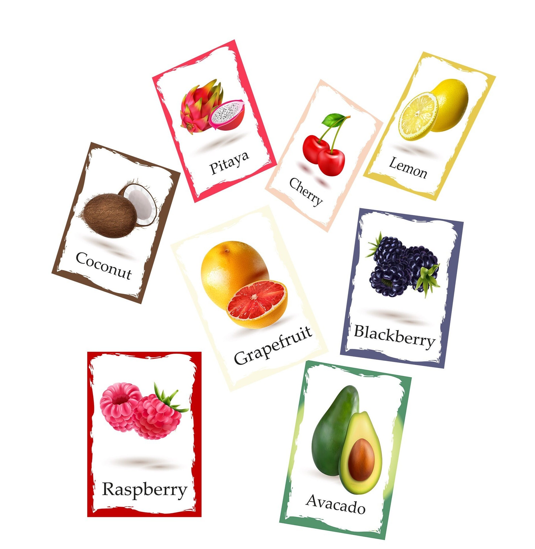 Printable Flash Cards Fruits DIY Cards Fruits Cards - Etsy