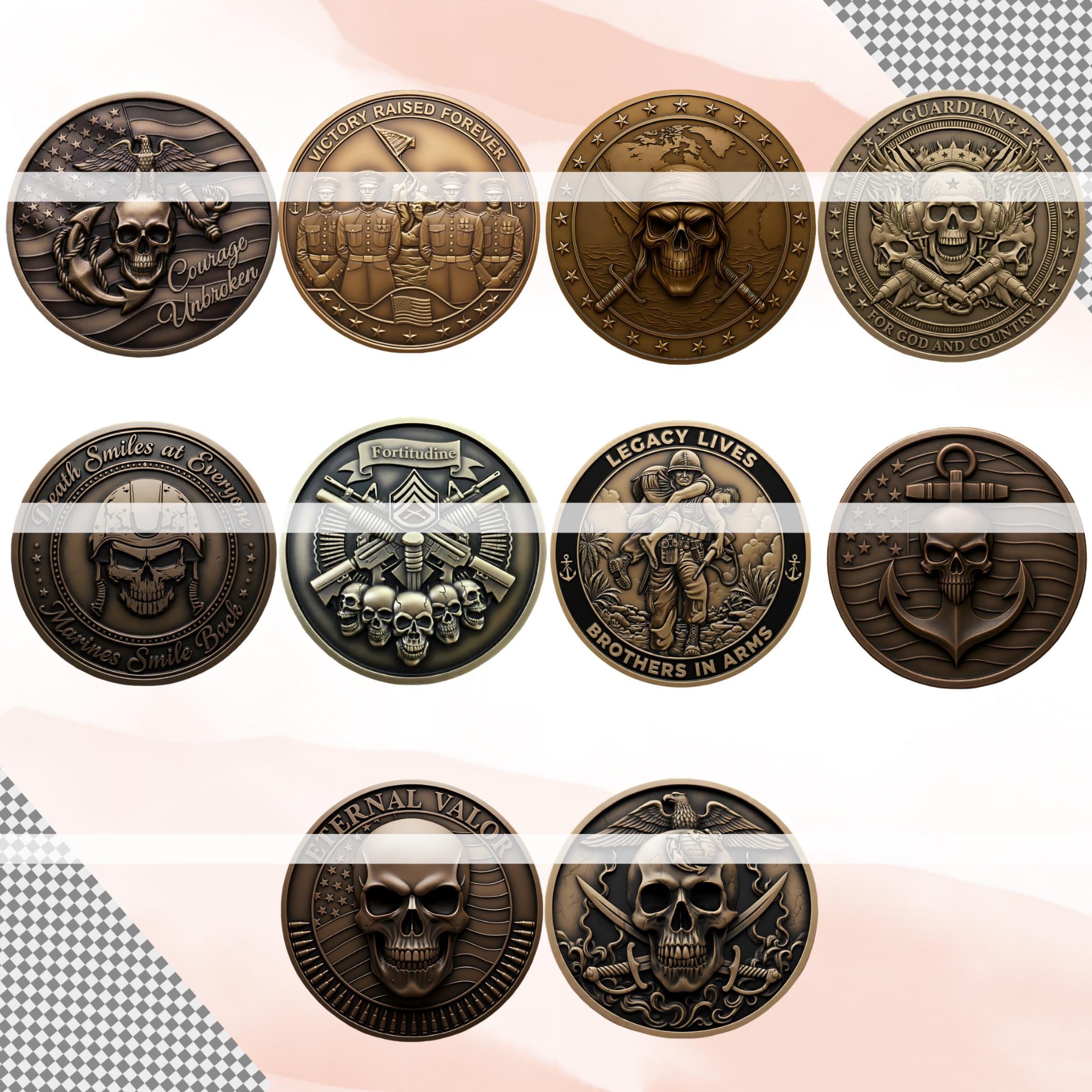 Marine Military Valor Coin Depth Map Bundle: 3D Depth Maps for Laser ...