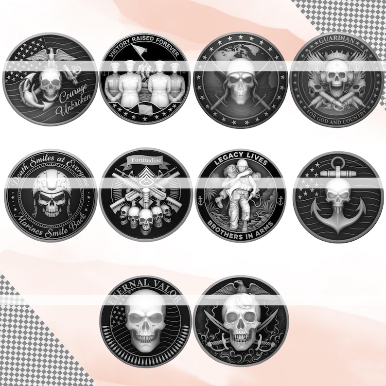 Marine Military Valor Coin Depth Map Bundle: 3D Depth Maps for Laser ...
