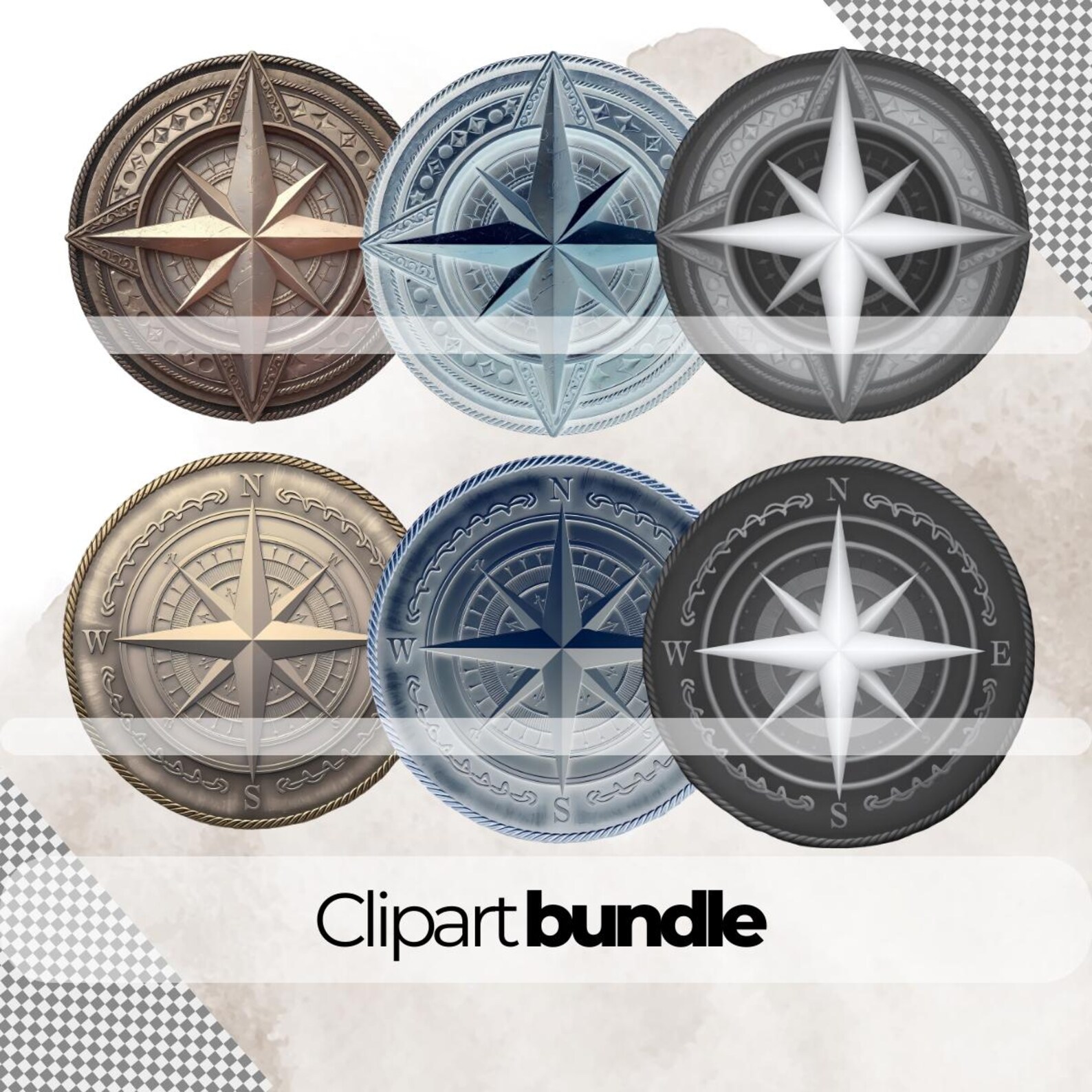 Vintage Compass Coin Depth Map Bundle: 3D Depth Maps for Laser ...