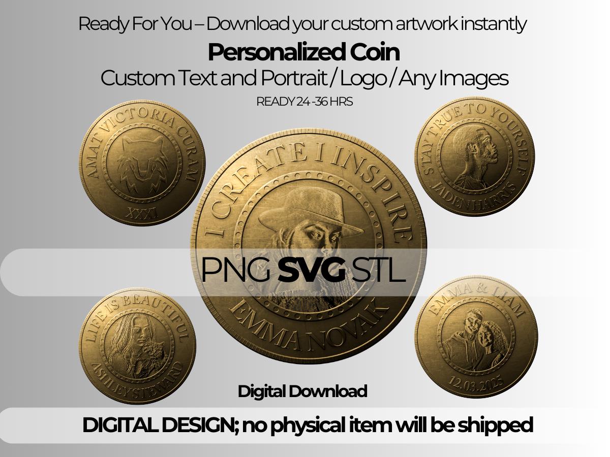 Custom Coin Pendant Personalized Coin Medallion Custom Flip Coin ...