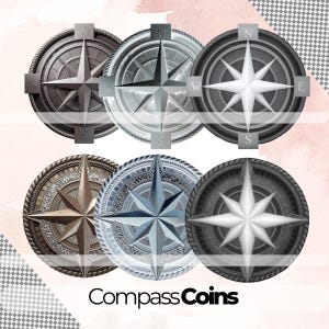 Vintage Compass Coin Depth Map Bundle: 3D Depth Maps for Laser ...