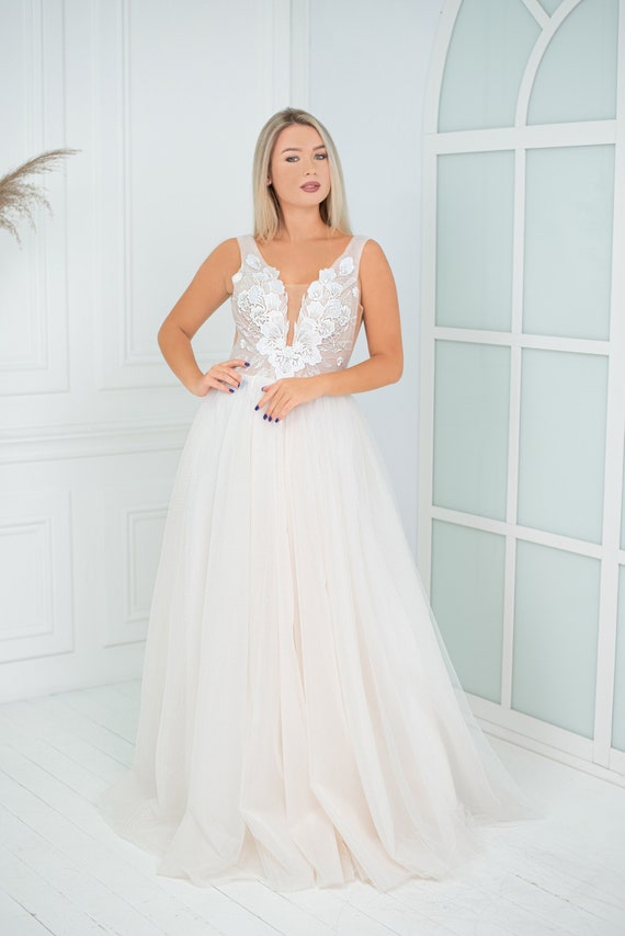 Princess Lace Wedding Gown With Glitter and Lace Deep - Etsy