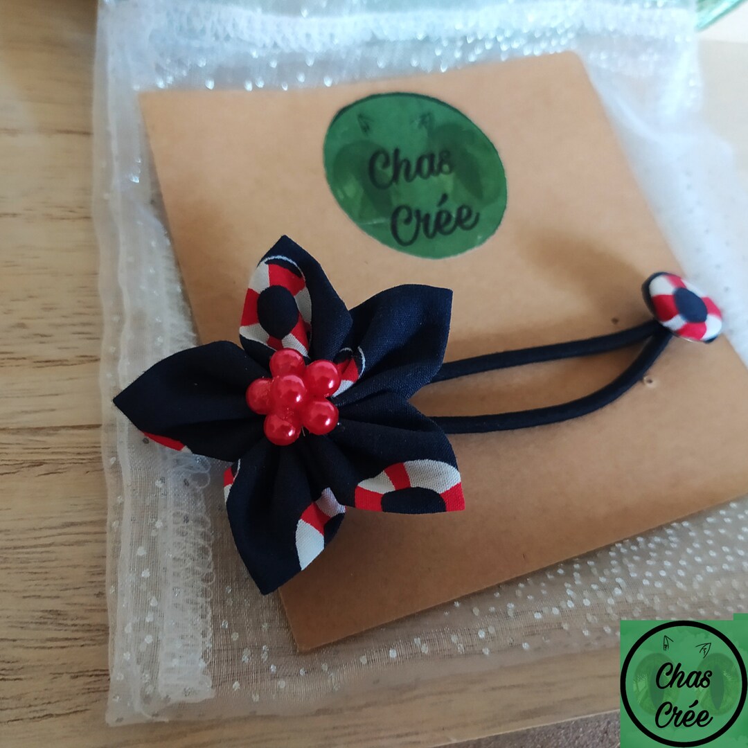 Hair Elastic in the Shape of a Unique Flower, Handmade Elastic Knot ...