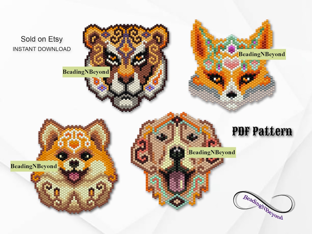 Animal Beading Patterns, Brick Stitch Fox, Beaded Fox Earrings, Mandala ...