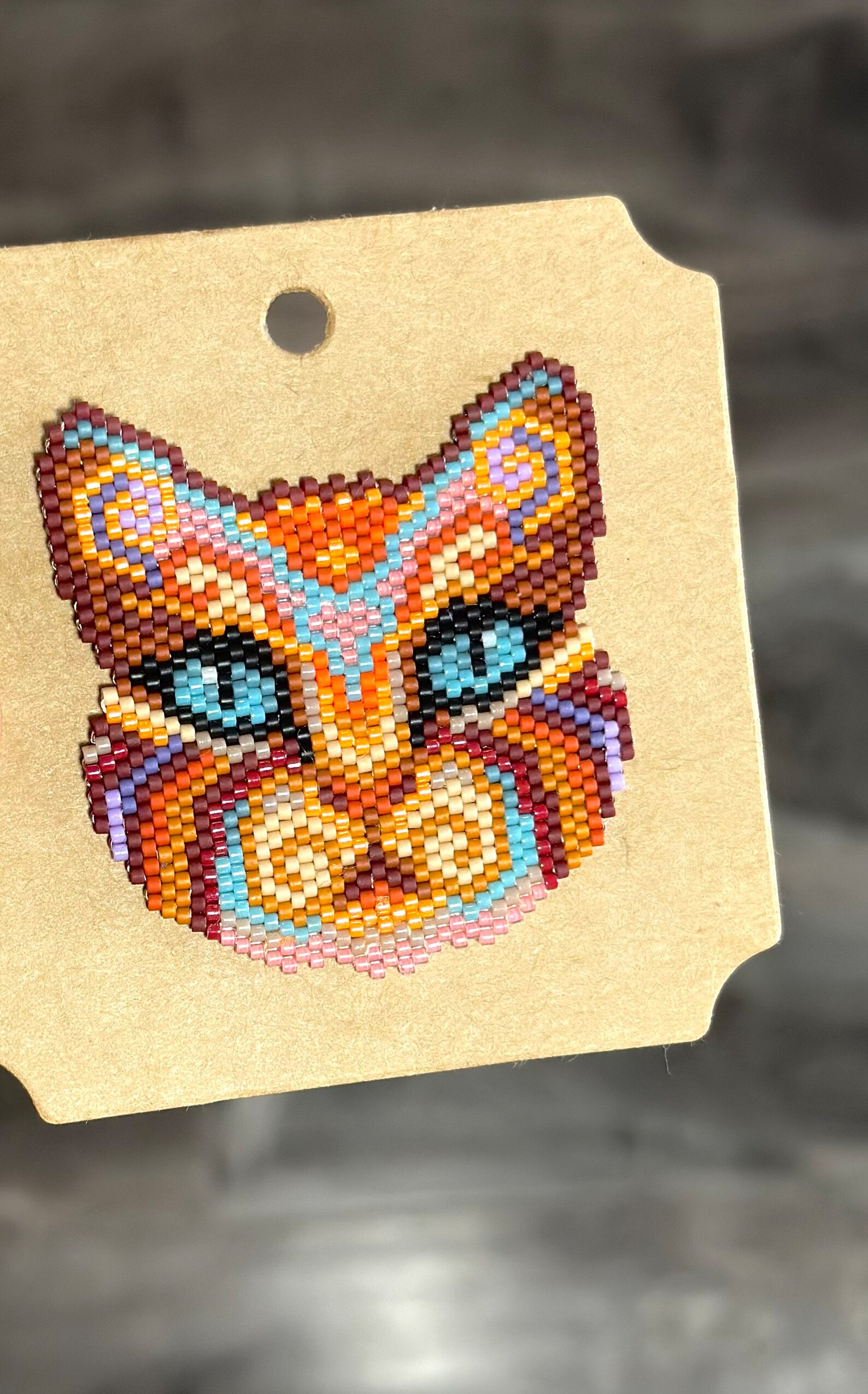 Cat Beading Pattern, Beaeded Mandala Cat Brooch, Beaded Cat Earrings ...