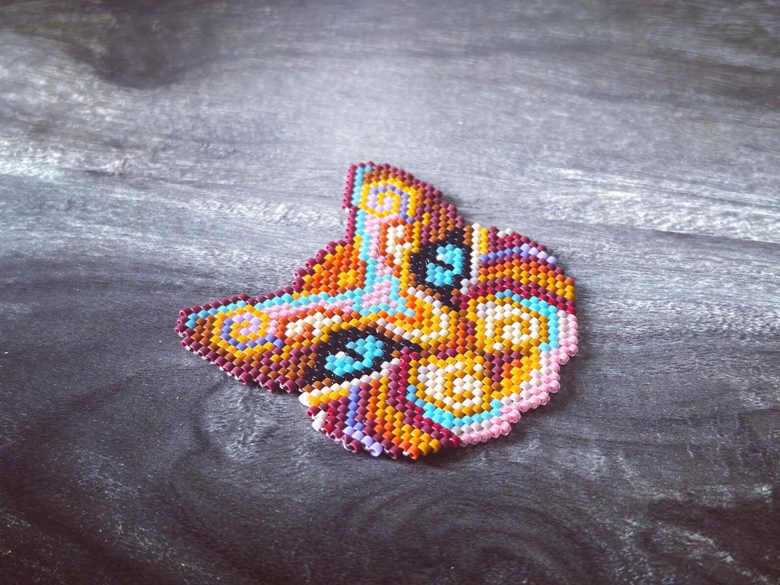 Cat Beading Pattern, Beaeded Mandala Cat Brooch, Beaded Cat Earrings ...