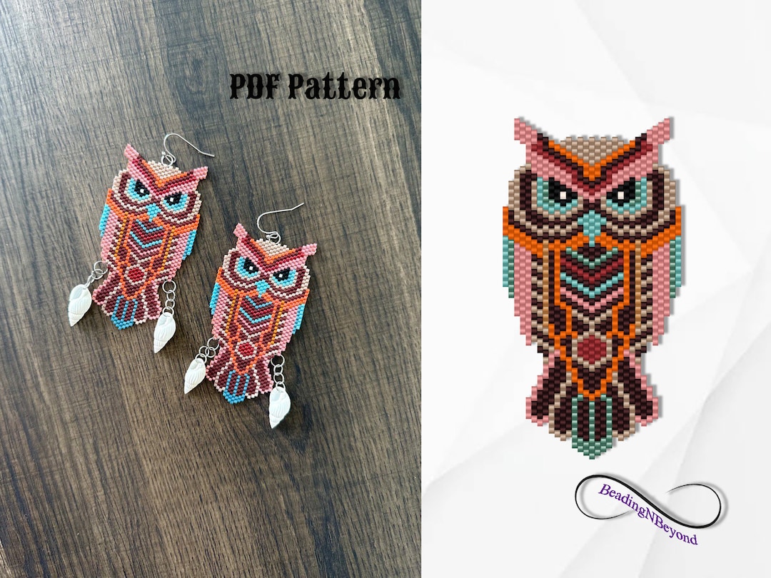 Brick Stitch Owl Pattern, Native American Beaded Earrings, Beaded Owl ...