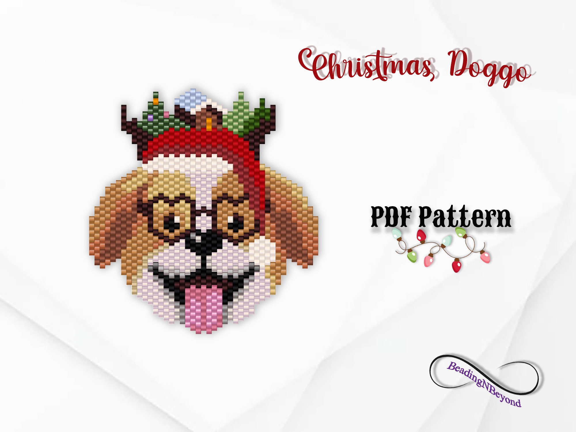 Dog Beading Pattern, Brick Stitch Dog Ornament Pattern, Christmas Dog ...