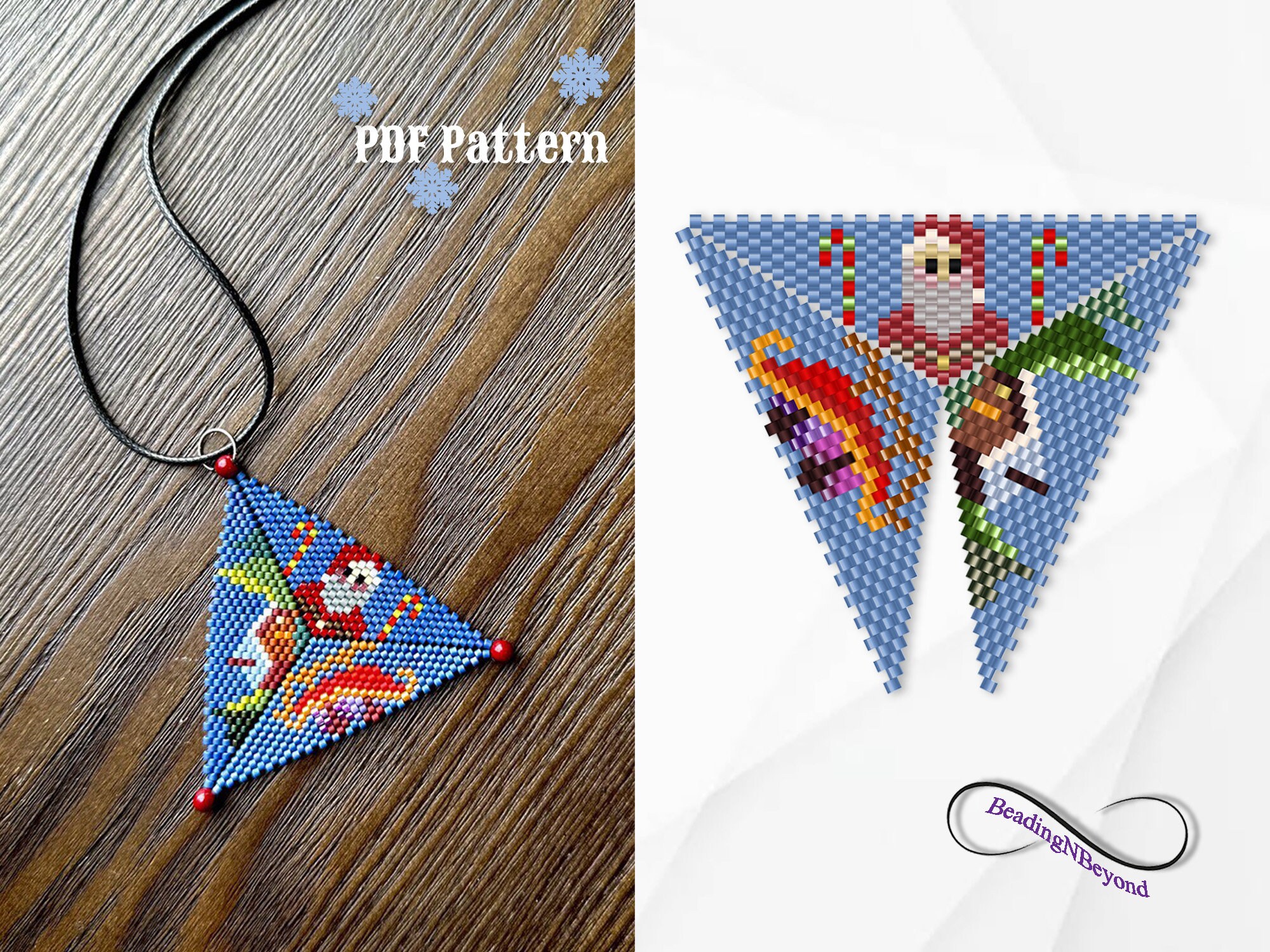 Christmas Peyote Triangle Pattern, Santa Bead Pattern, Sleigh Beading ...