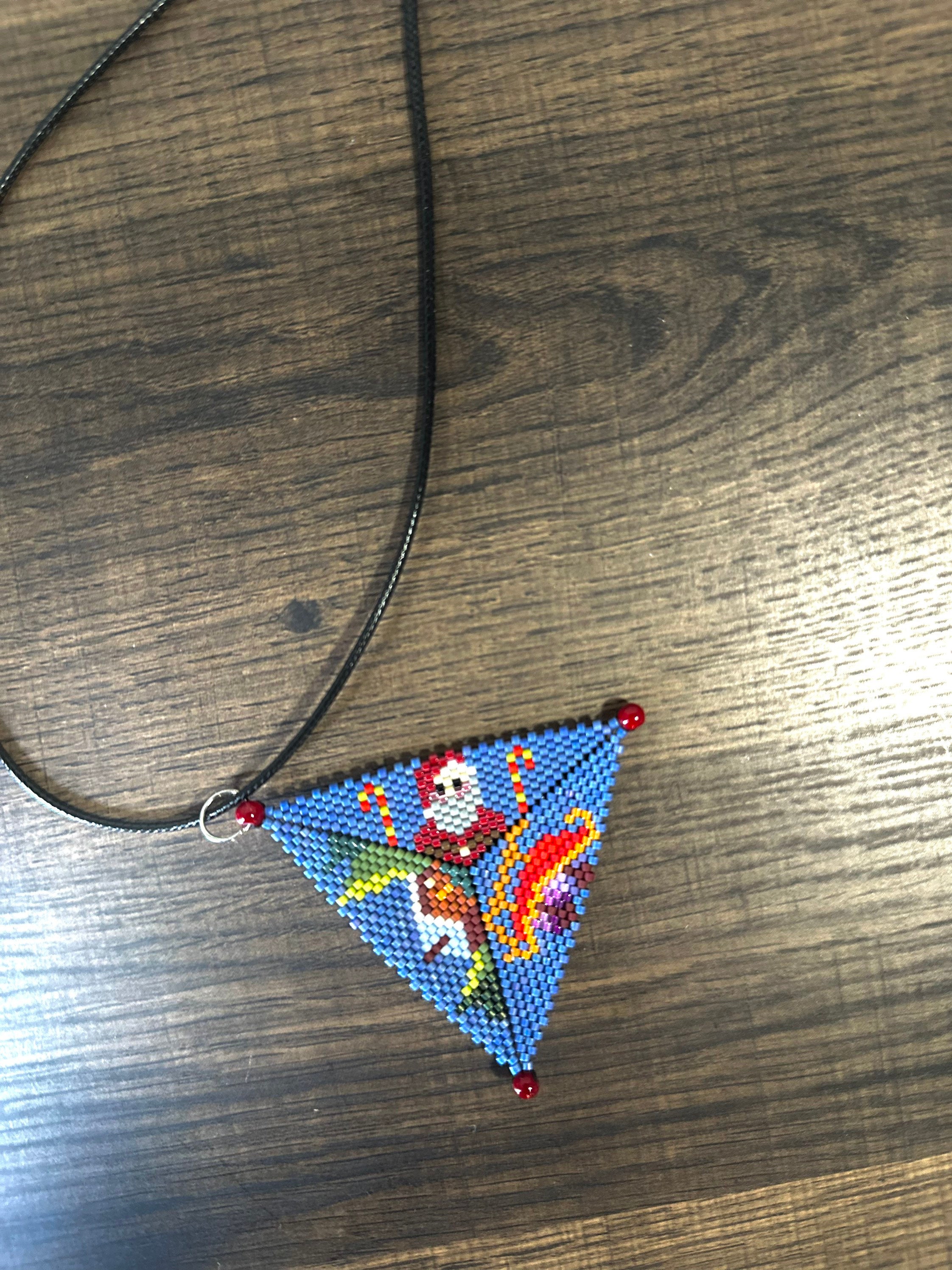 Christmas Peyote Triangle Pattern, Santa Bead Pattern, Sleigh Beading ...