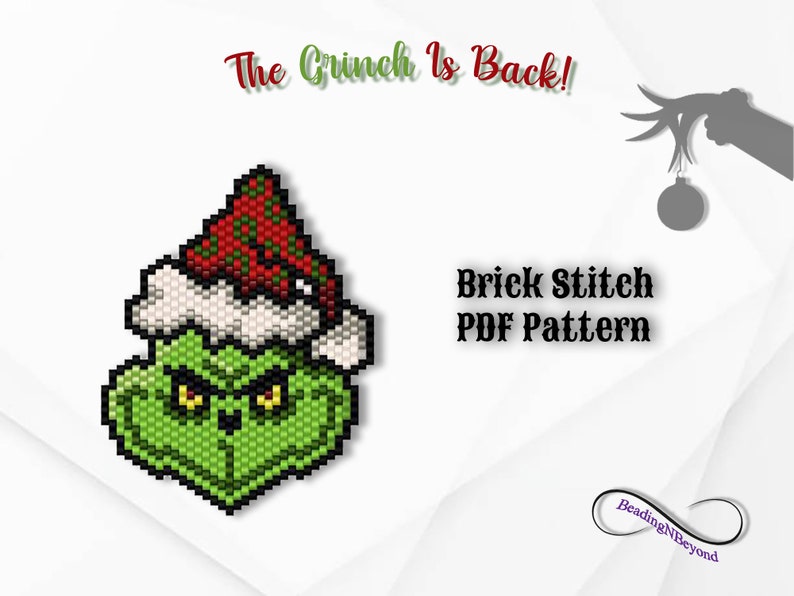 Christmas Beading Patterns Brick Stitch Grinch Beaded Gnome - Etsy
