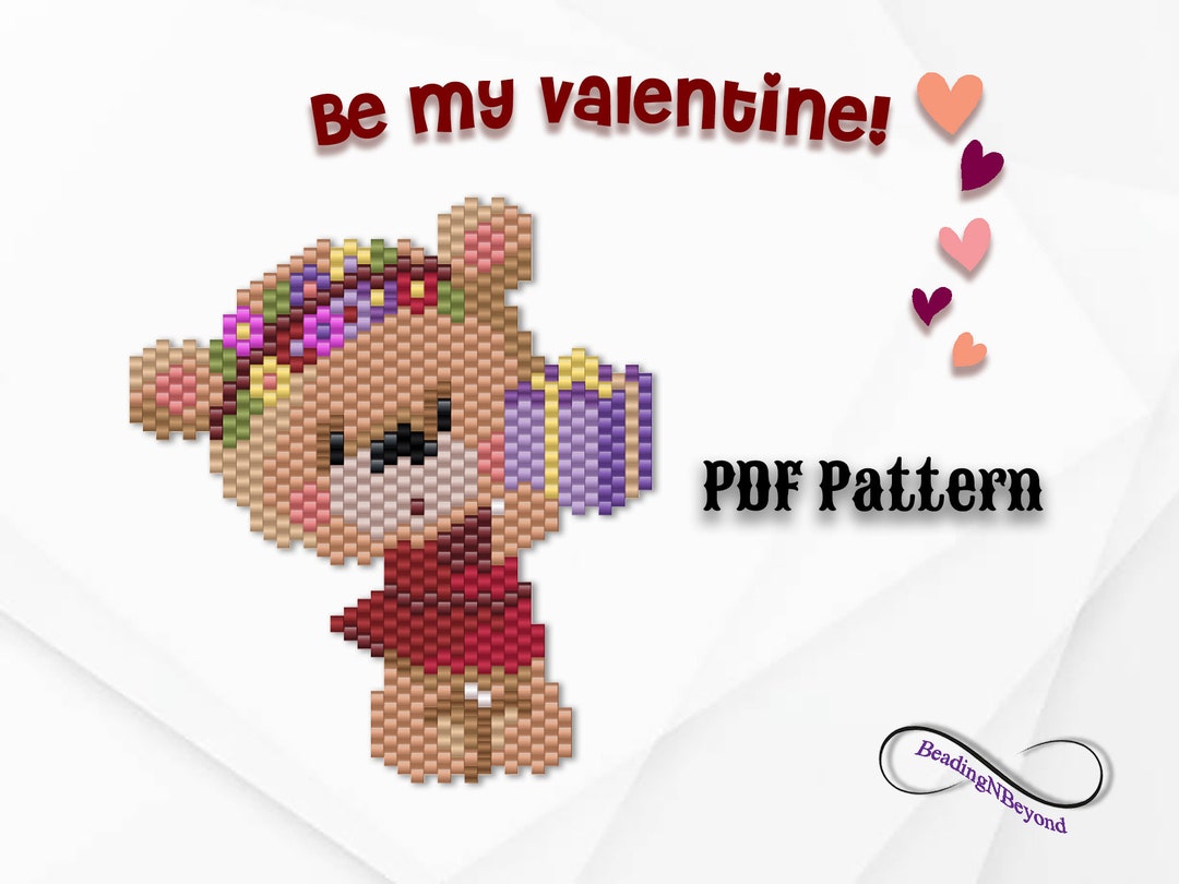 Valentine Beaded Bear Pattern, Beaded Bear Earrings/brooch/pendant ...