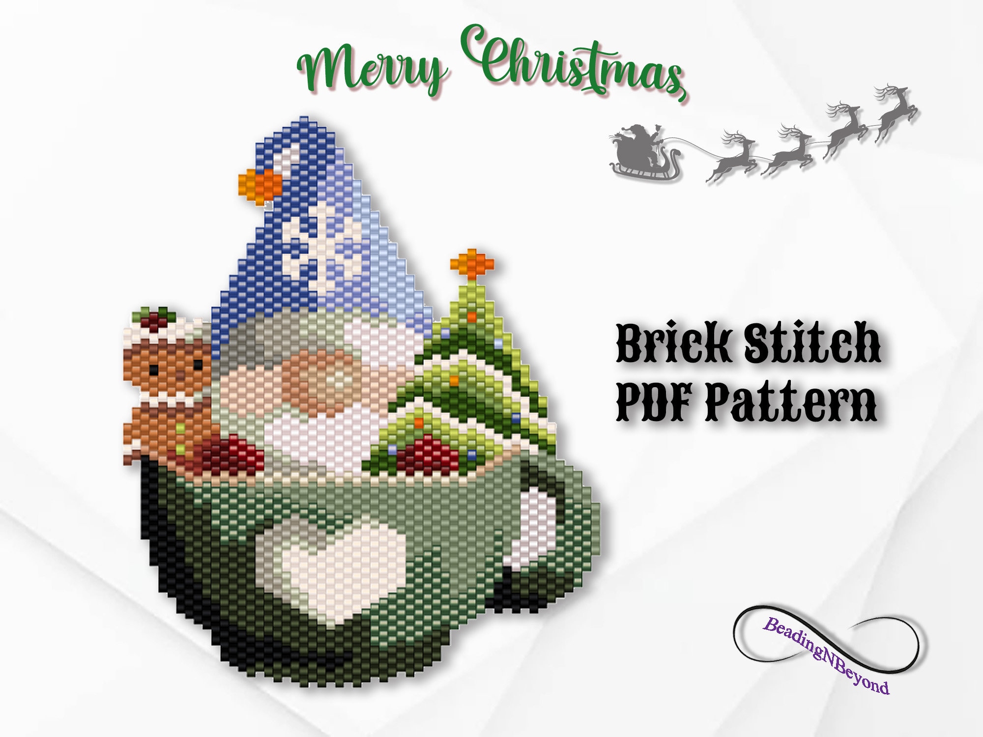 Christmas Beading Patterns, Brick Stitch Girl, Beaded Gnome, Beaded ...