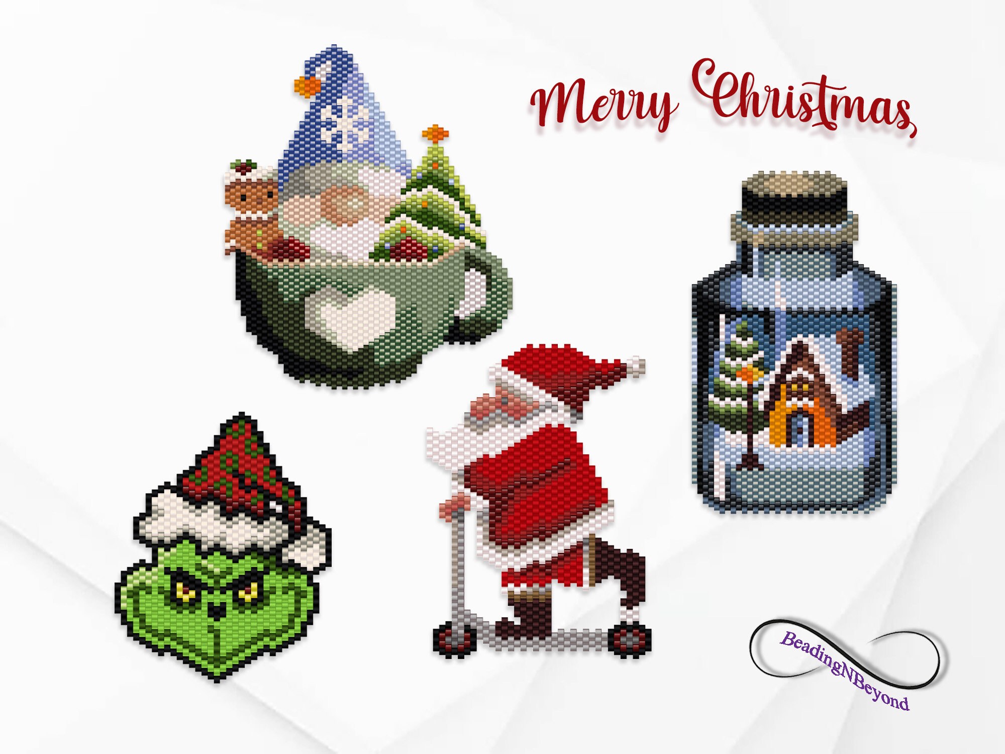 Christmas Beading Patterns Brick Stitch Grinch Beaded Gnome - Etsy