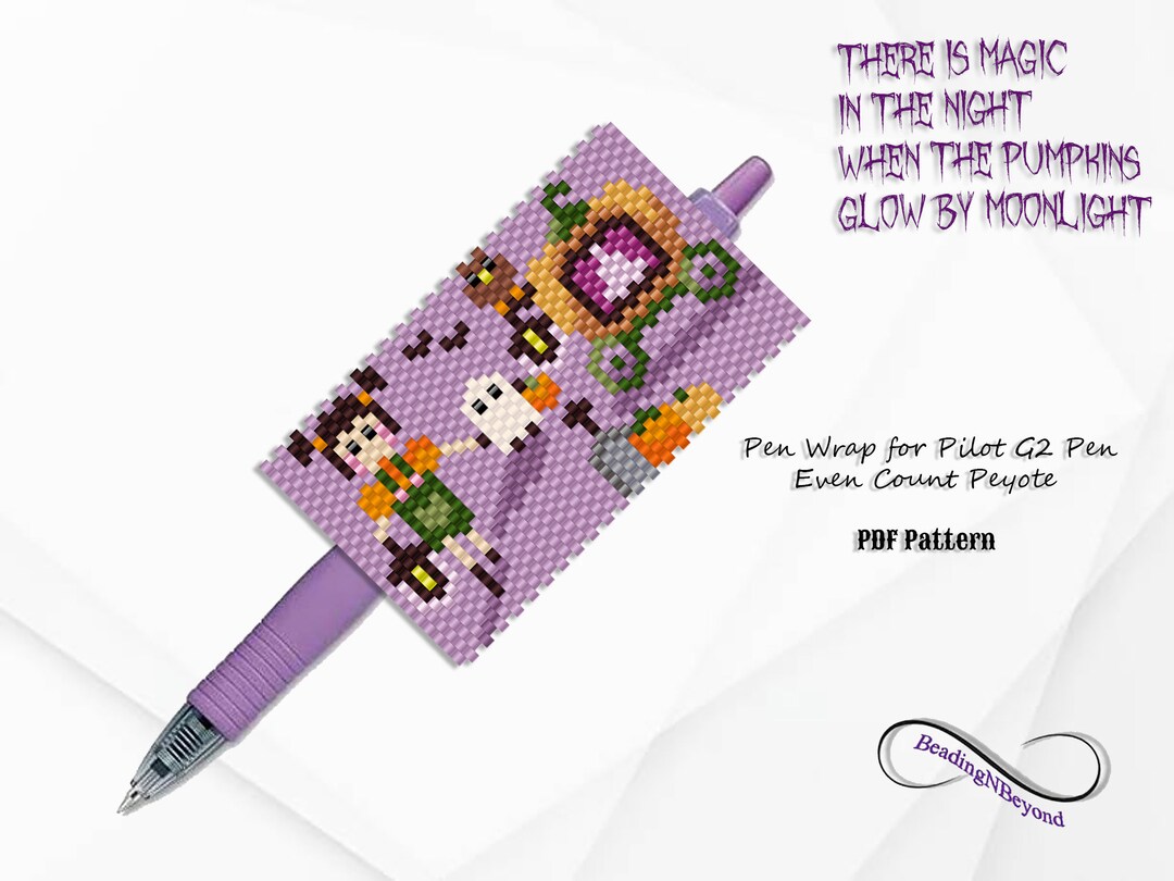 Halloween Girl and the Ghost Pen Wrap Bead Pattern, Pilot G2 Pen Wrap ...