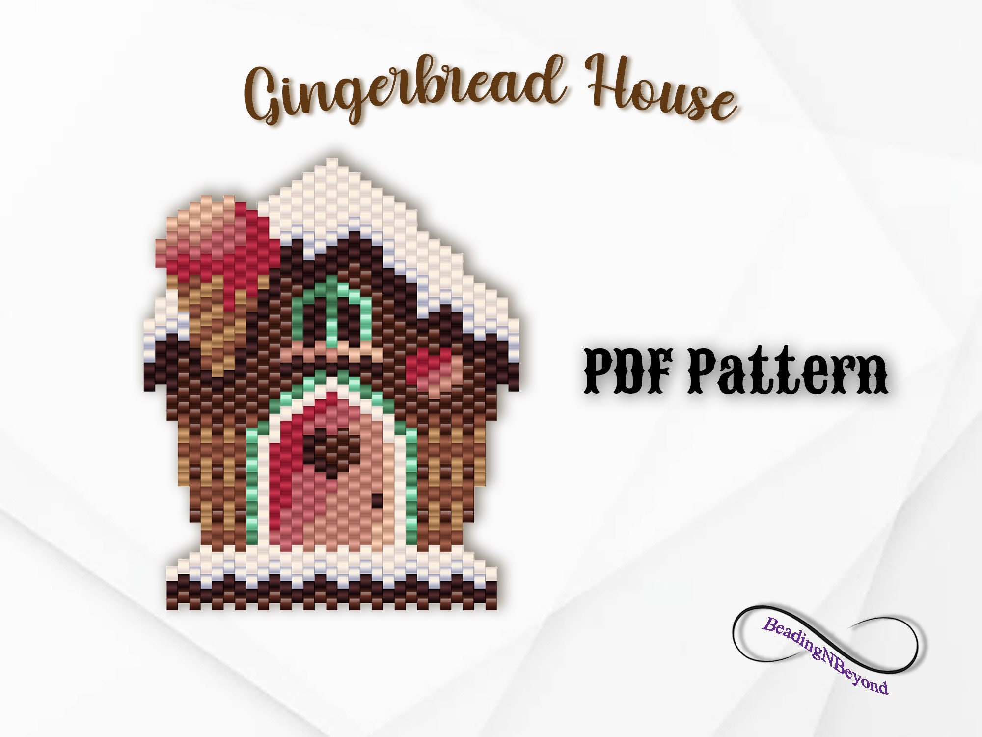 Christmas House Beading Pattern, Christmas Gingerbread House Ornament ...