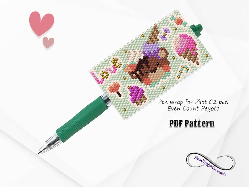 Valentine Pen Wrap Bead Pattern, Pilot G2 Pen Wrap Beading Pattern ...