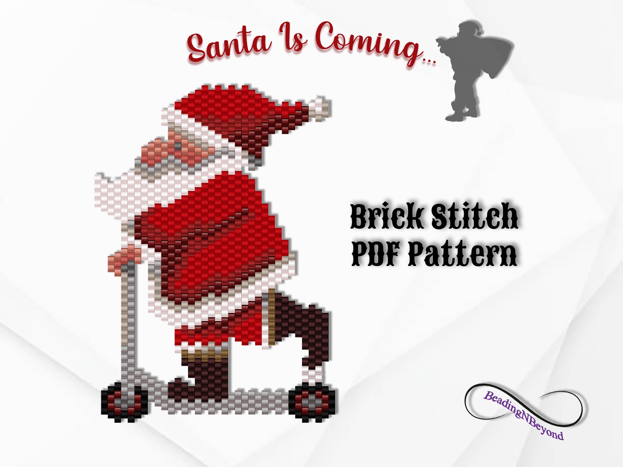 Christmas Beaded Santa PDF Pattern, Santa Clause on Scooter Ornament ...