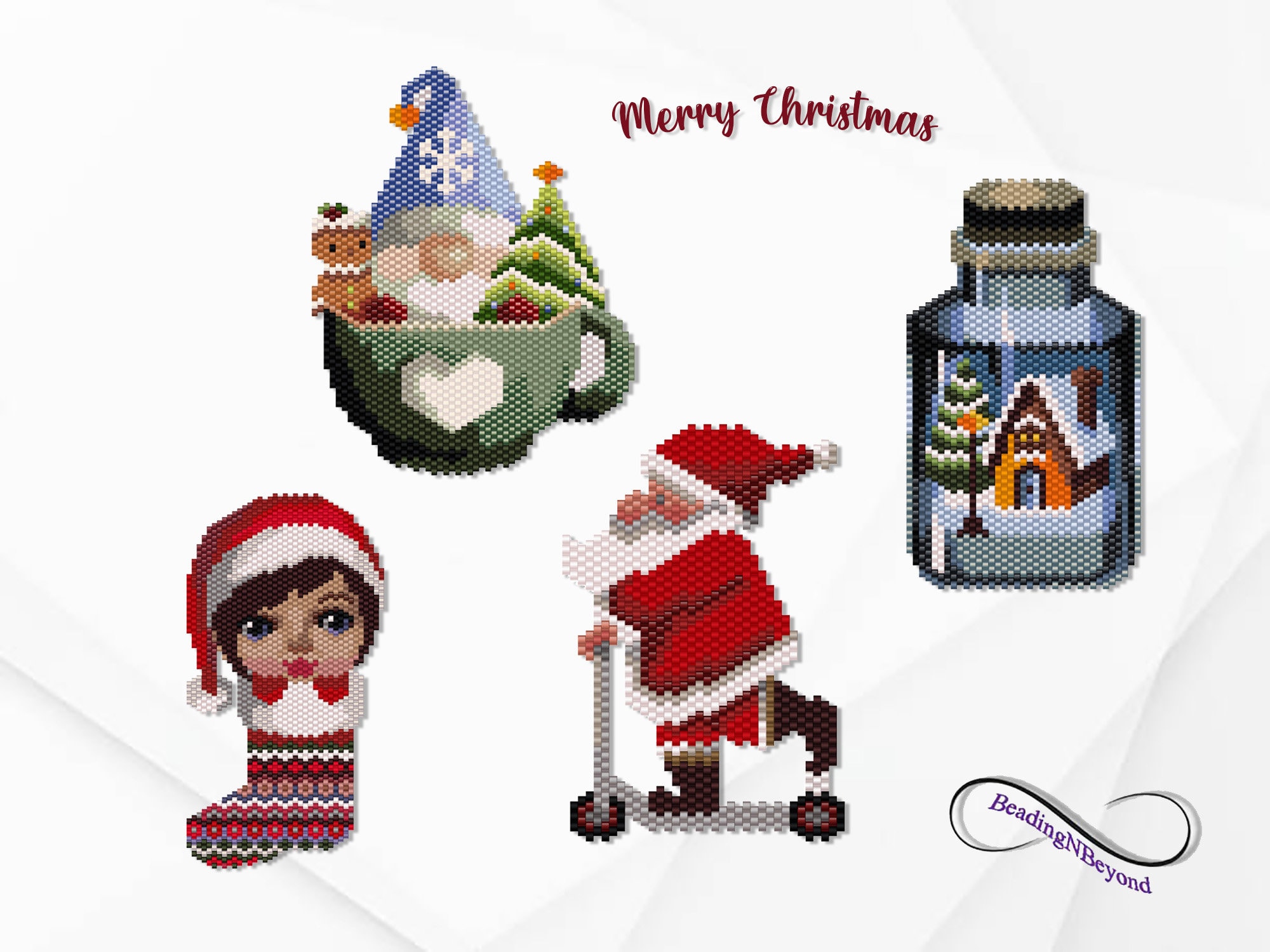 Christmas Beading Patterns, Brick Stitch Girl, Beaded Gnome, Beaded ...