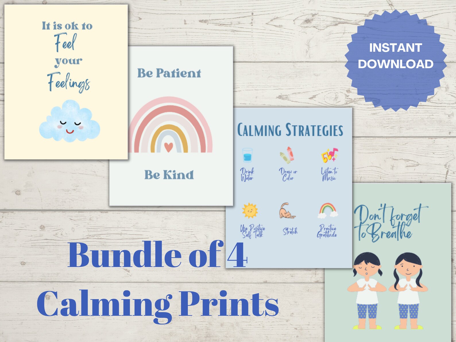 Printable Calming Wall Art Prints- Classroom Decor- Set of 4 ...