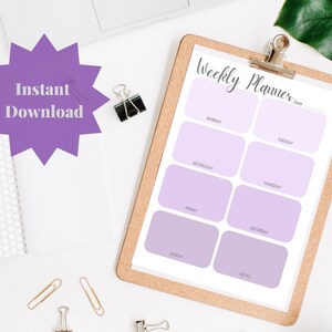 Printable Weekly Planner - Ombre Color Effect - Printable PDF- Make ...