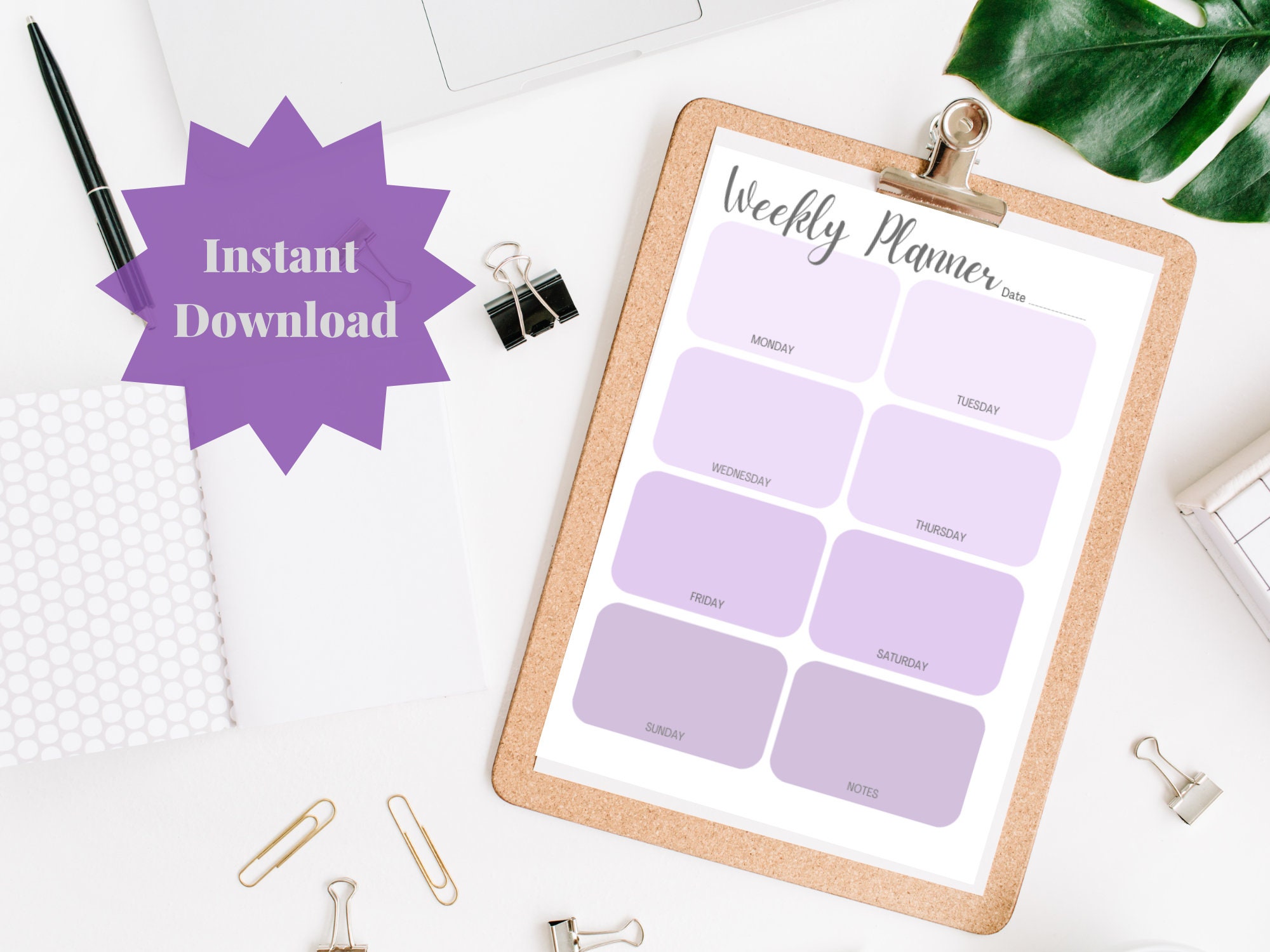 Printable Weekly Planner - Ombre Color Effect - Printable PDF- Make ...