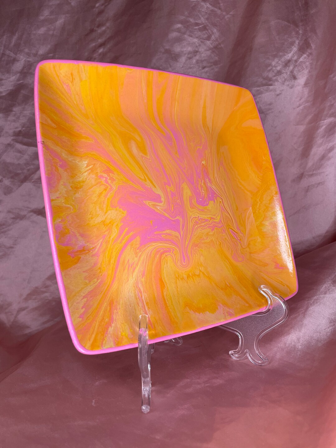 Trippy Tray: Citrus Twist Yellow, Orange & Pink Ceramic Plate, Trinket ...