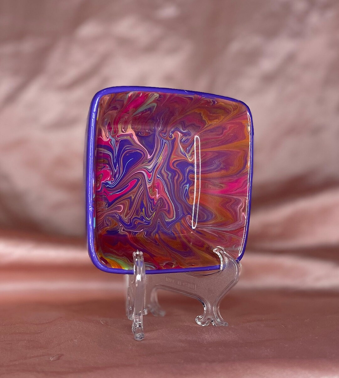 Trippy Tray: Rainbow Lagoon Pour Painted Decor Storage Bowl ...