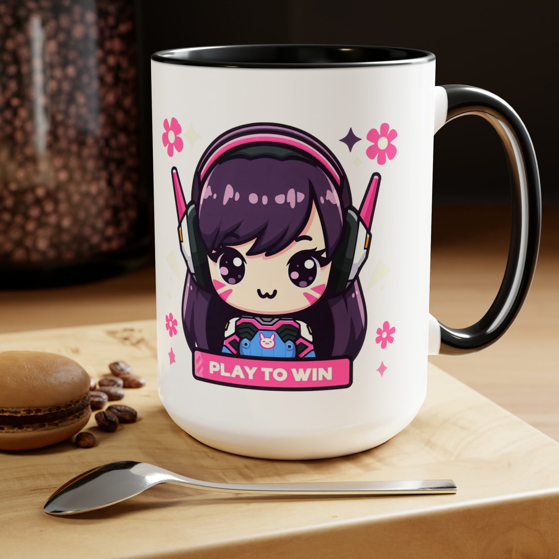 Overwatch 2 D.va Kawaii Mug Chibi Gamer Girl Coffee Cup Cute Anime ...