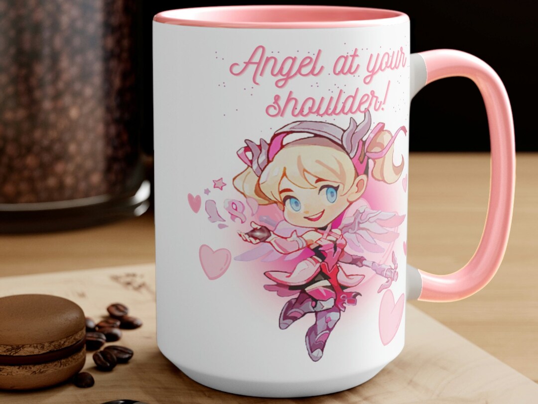 Pink Mercy Mug, Overwatch 2, Chibi Mercy, Gamer Girl, Anime Girl - Etsy