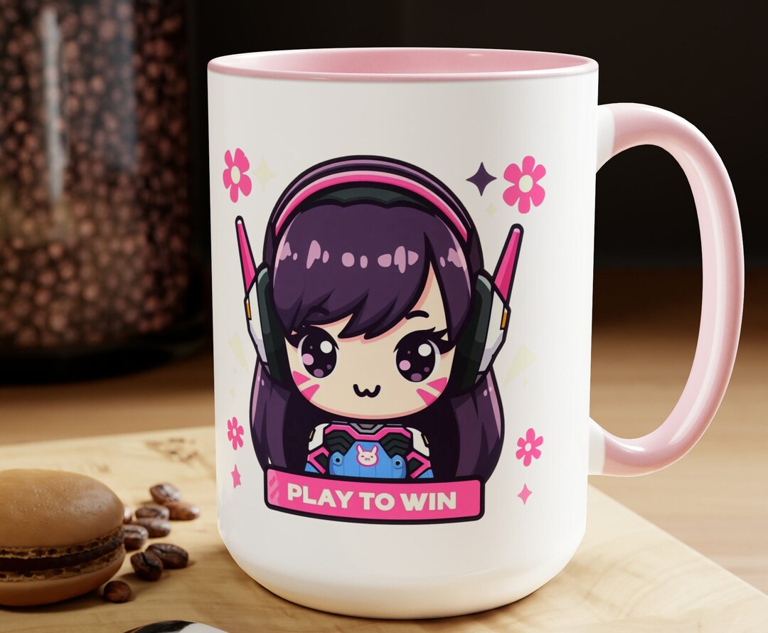 Overwatch 2 D.va Kawaii Mug - Chibi Gamer Girl Coffee Cup - Cute Anime ...