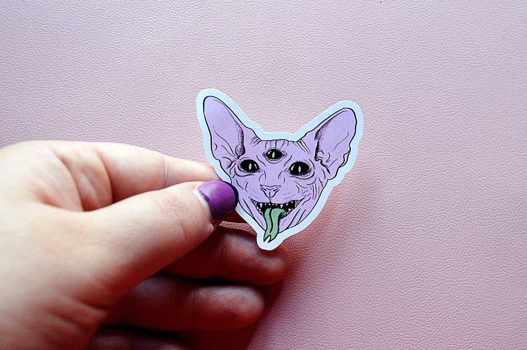 Spooky Sphynx Cat Sticker. Aesthetic Witchy Planner Stickers. - Etsy
