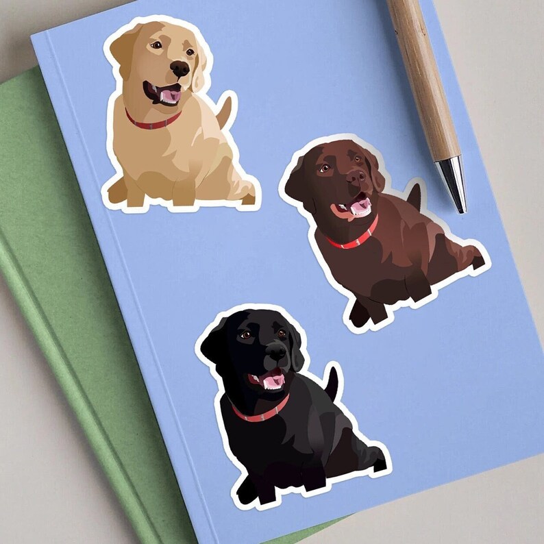 Labrador Retriever Sticker Set. Chocolate Lab, Yellow Lab and Black Lab ...