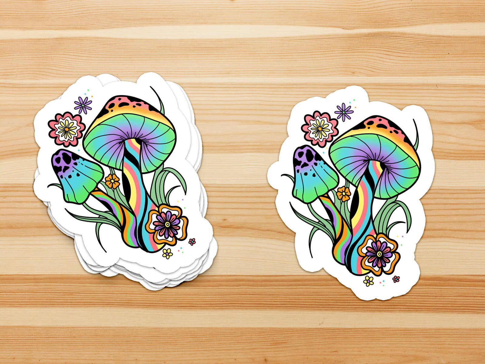 Magical Rainbow Mushroom Sticker. Trippy Psychedelic Laptop Decal. Rave ...