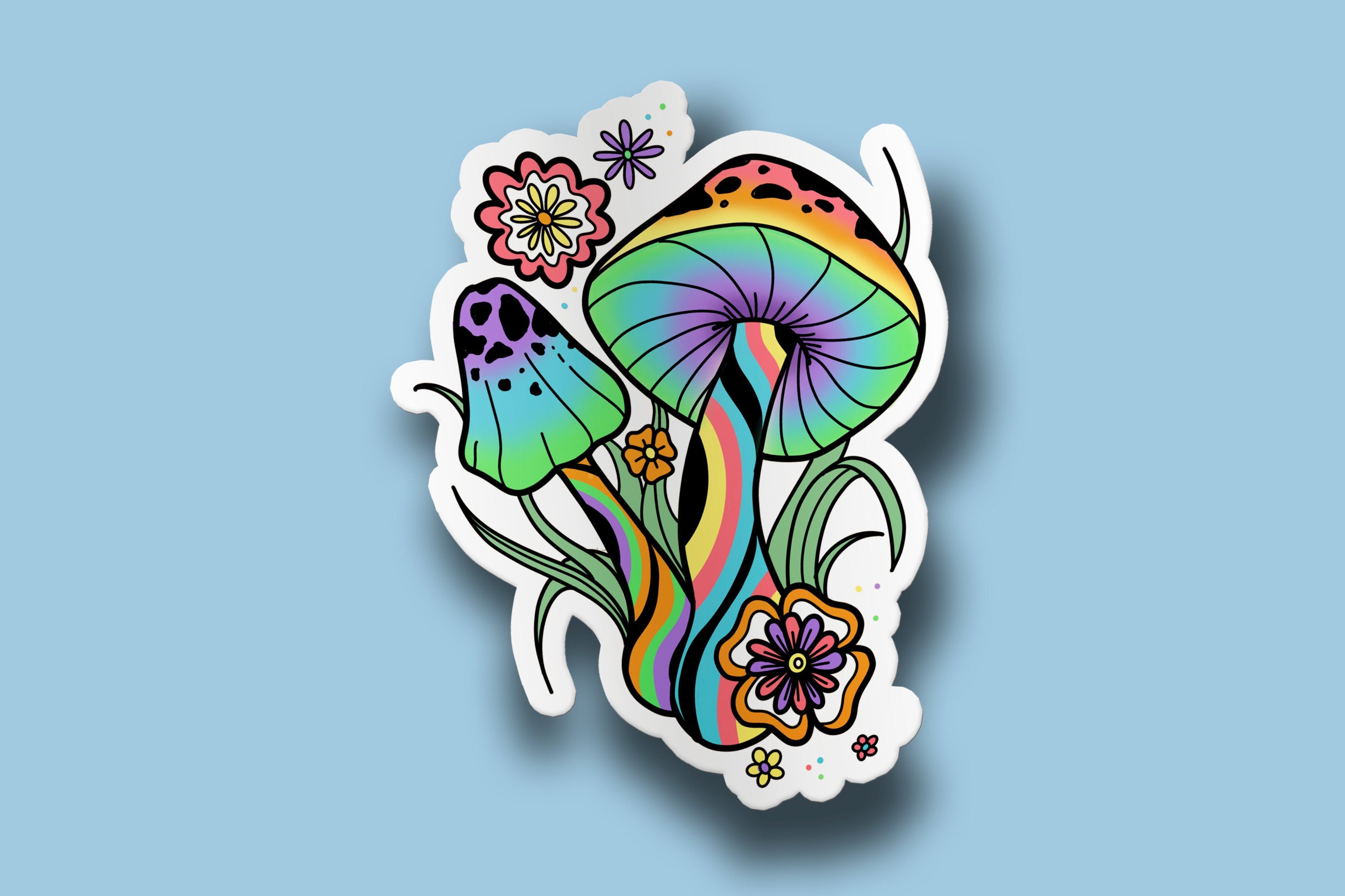 Magical Rainbow Mushroom Sticker. Trippy Psychedelic Laptop Decal. Rave ...