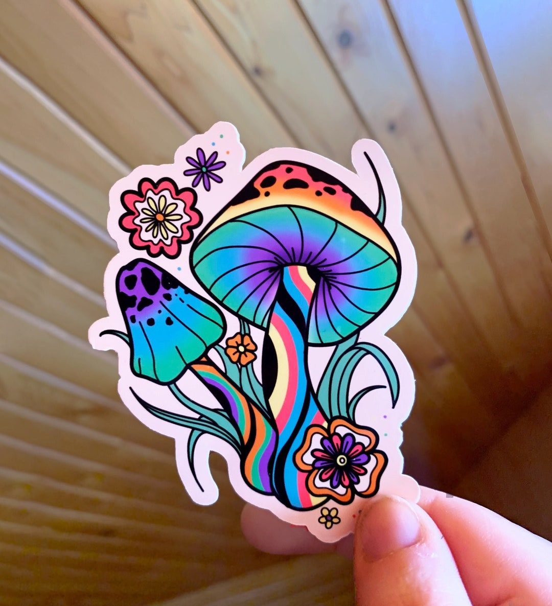 Magical Rainbow Mushroom Sticker. Trippy Psychedelic Laptop - Etsy