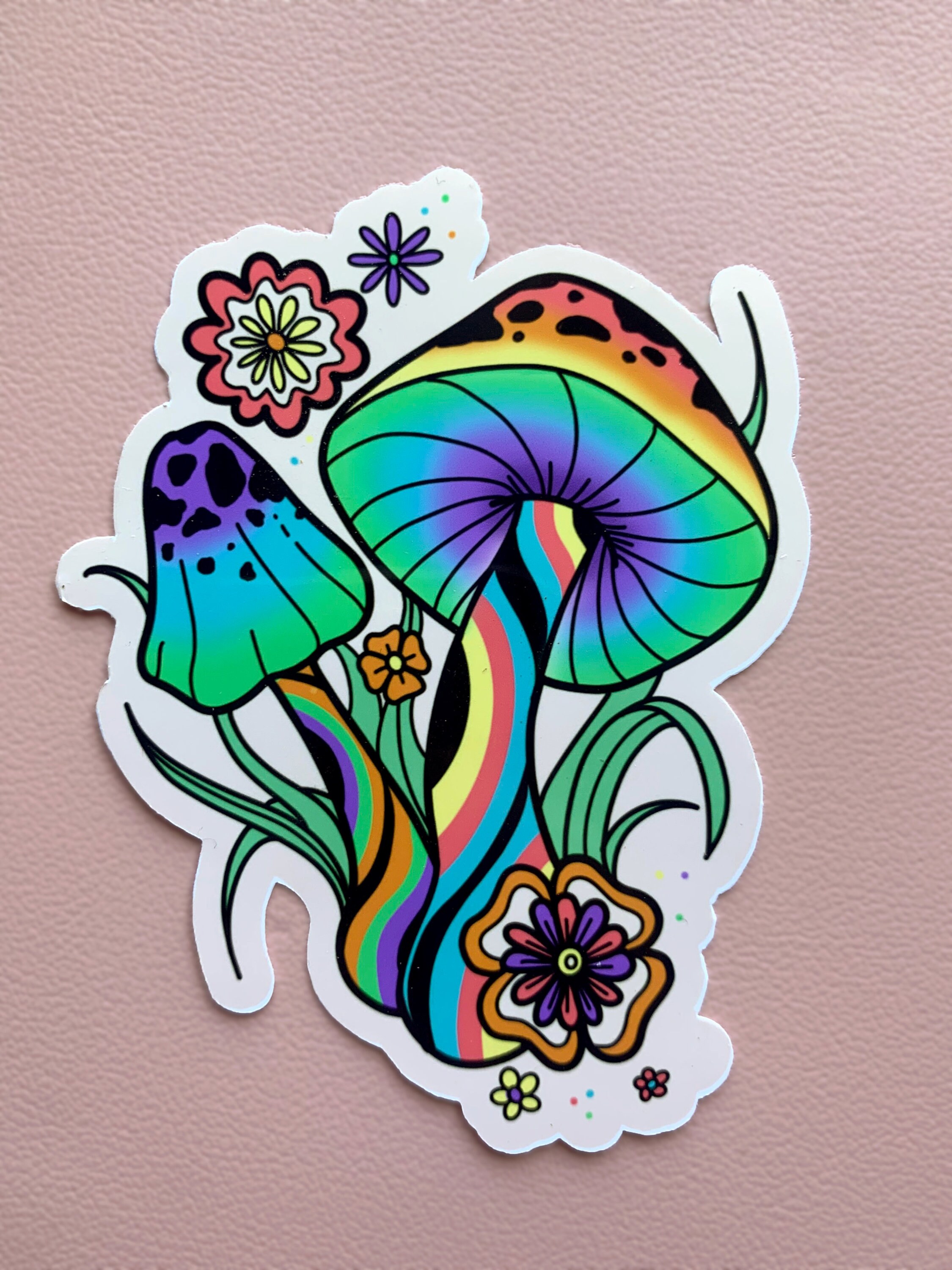 Magical Rainbow Mushroom Sticker. Trippy Psychedelic Laptop Decal. Rave ...