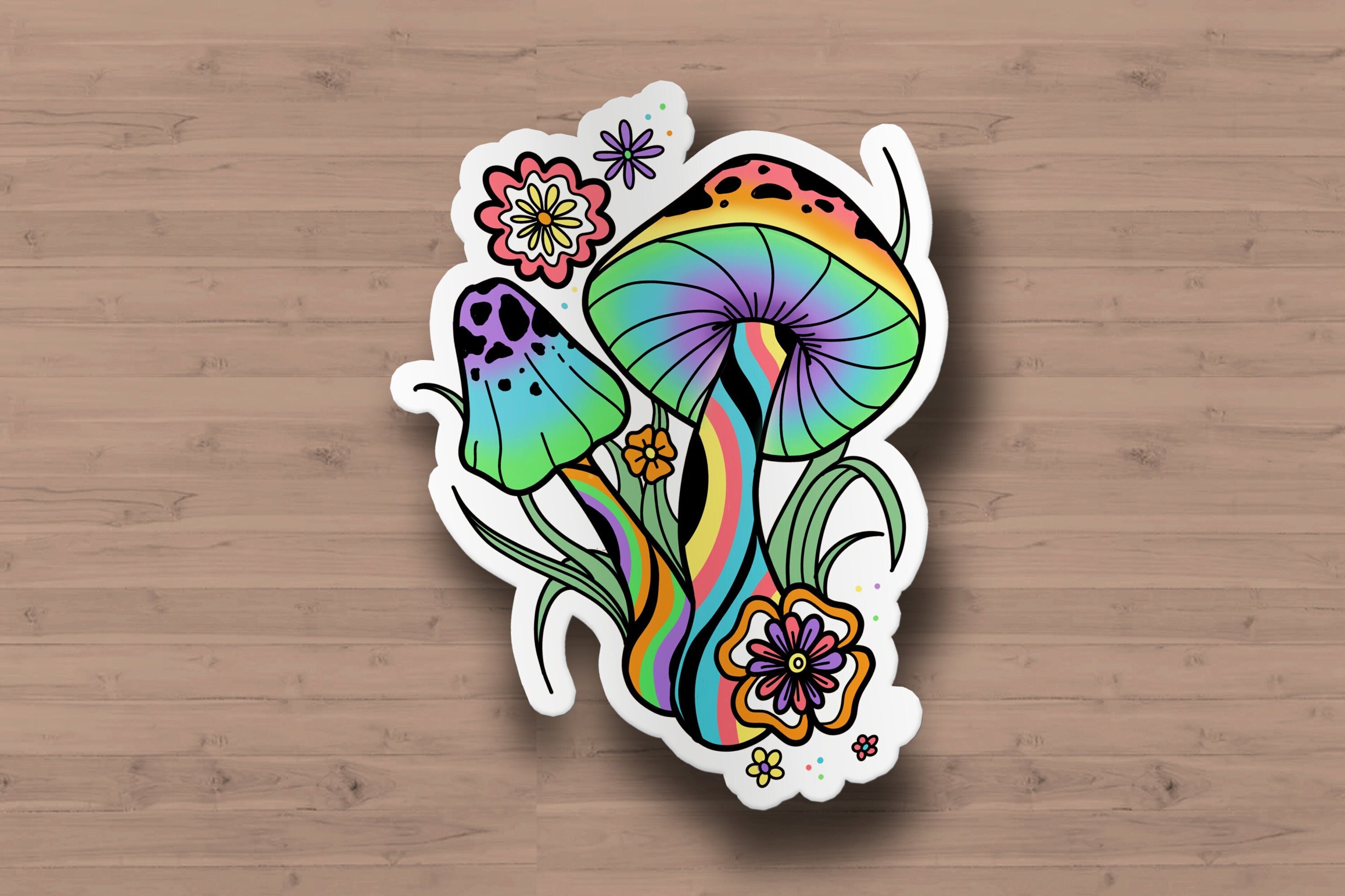 Magical Rainbow Mushroom Sticker. Trippy Psychedelic Laptop Decal. Rave ...
