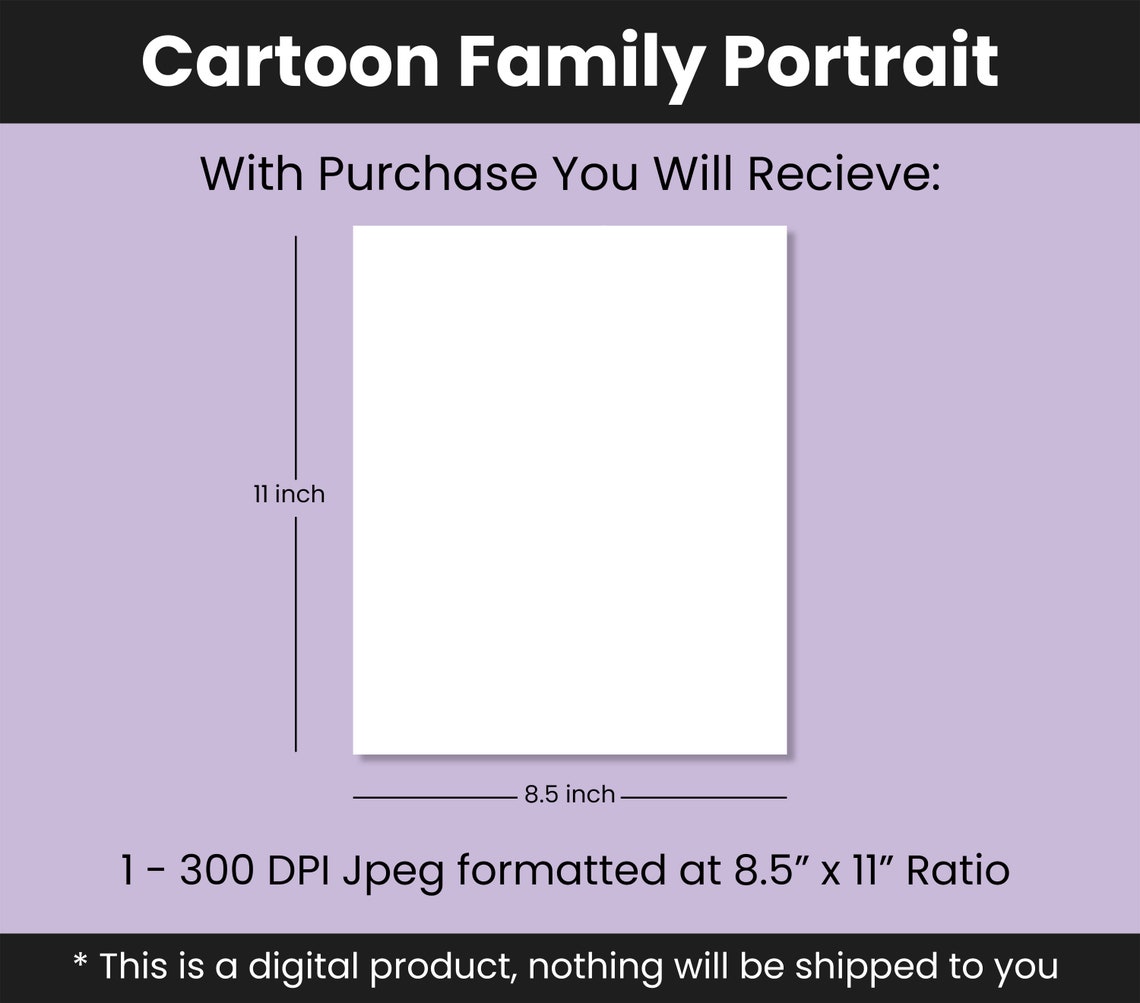Custom Family Cartoon Portrait Digital Download. Drawing From - Etsy