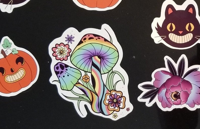Magical Rainbow Mushroom Sticker. Trippy Psychedelic Laptop Decal. Rave ...