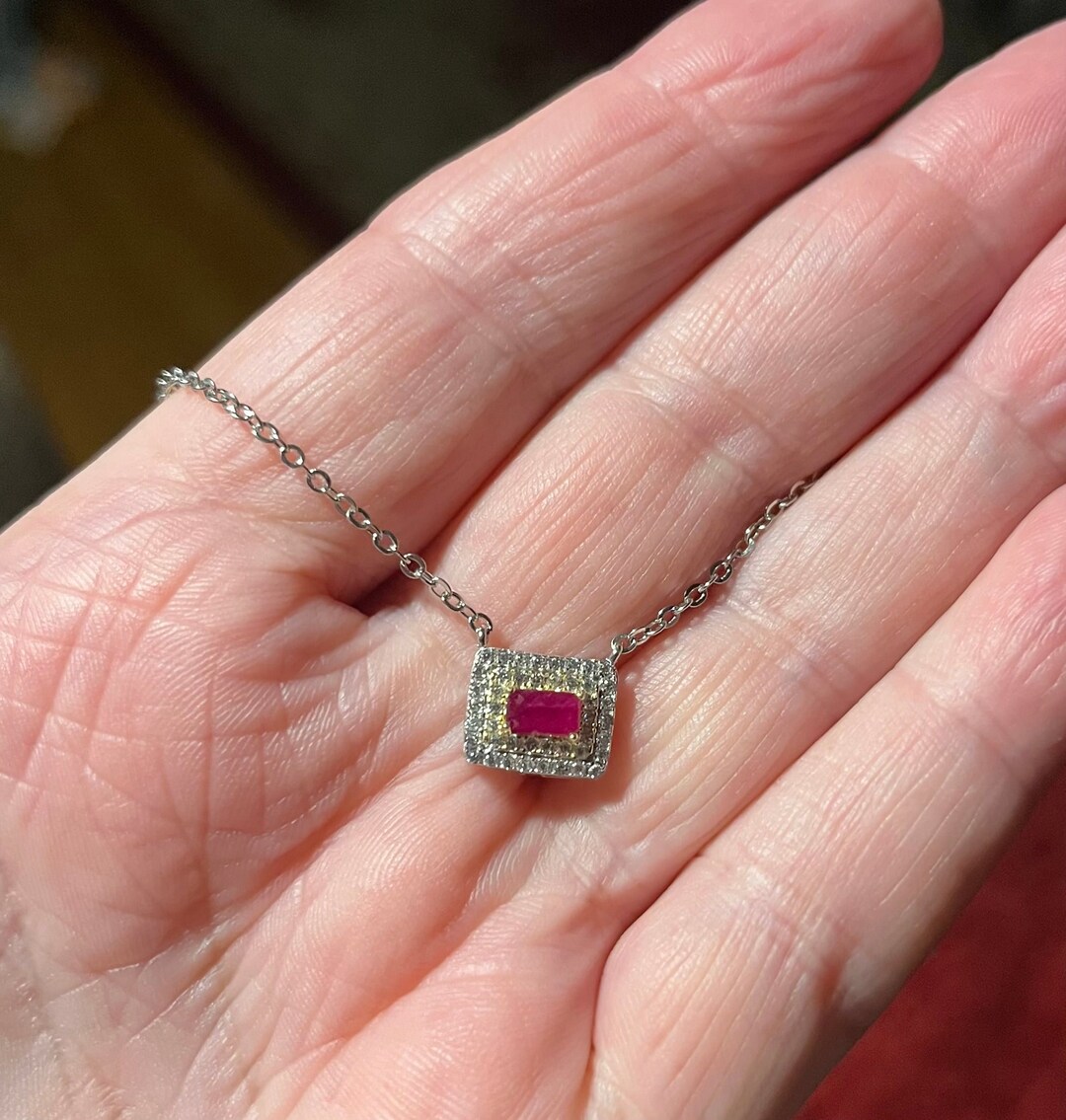 Emerald Cut Ruby Necklace - Etsy