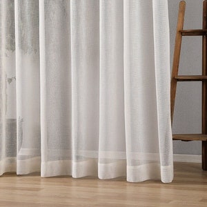 Custom Natural White Mesh Sheer Curtains, 11 Color Options, Transparent ...