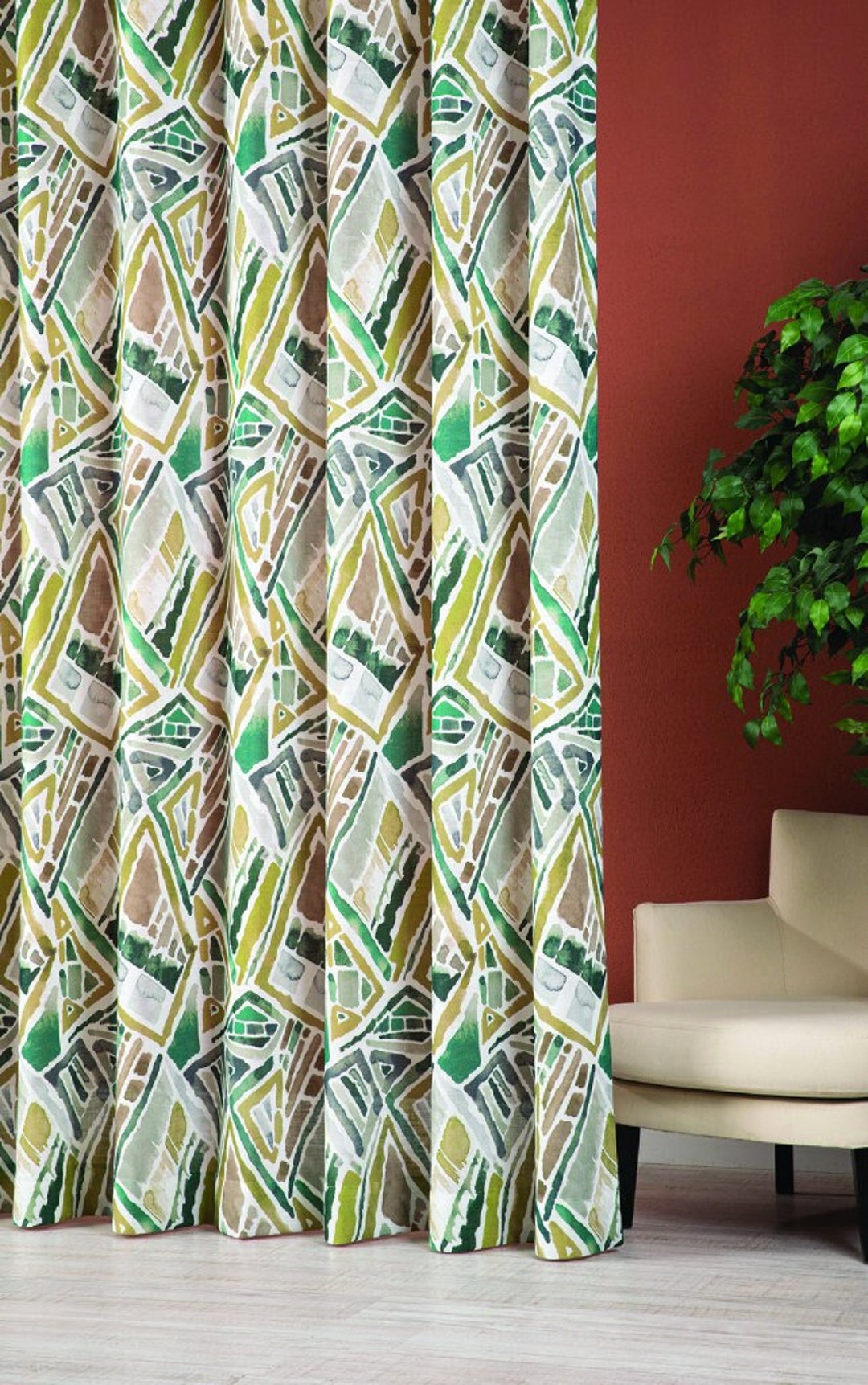 Custom Size Abstract Design Home Decor Curtains, Colorful Modern Art ...