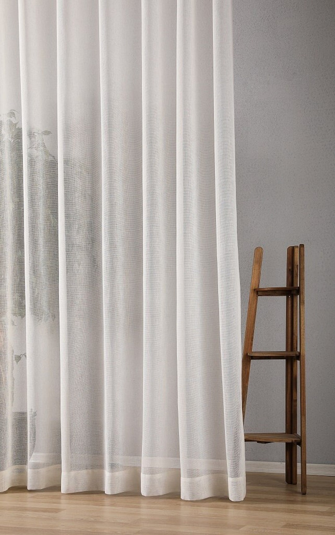 Custom Natural White Mesh Sheer Curtains, 11 Color Options, Transparent ...