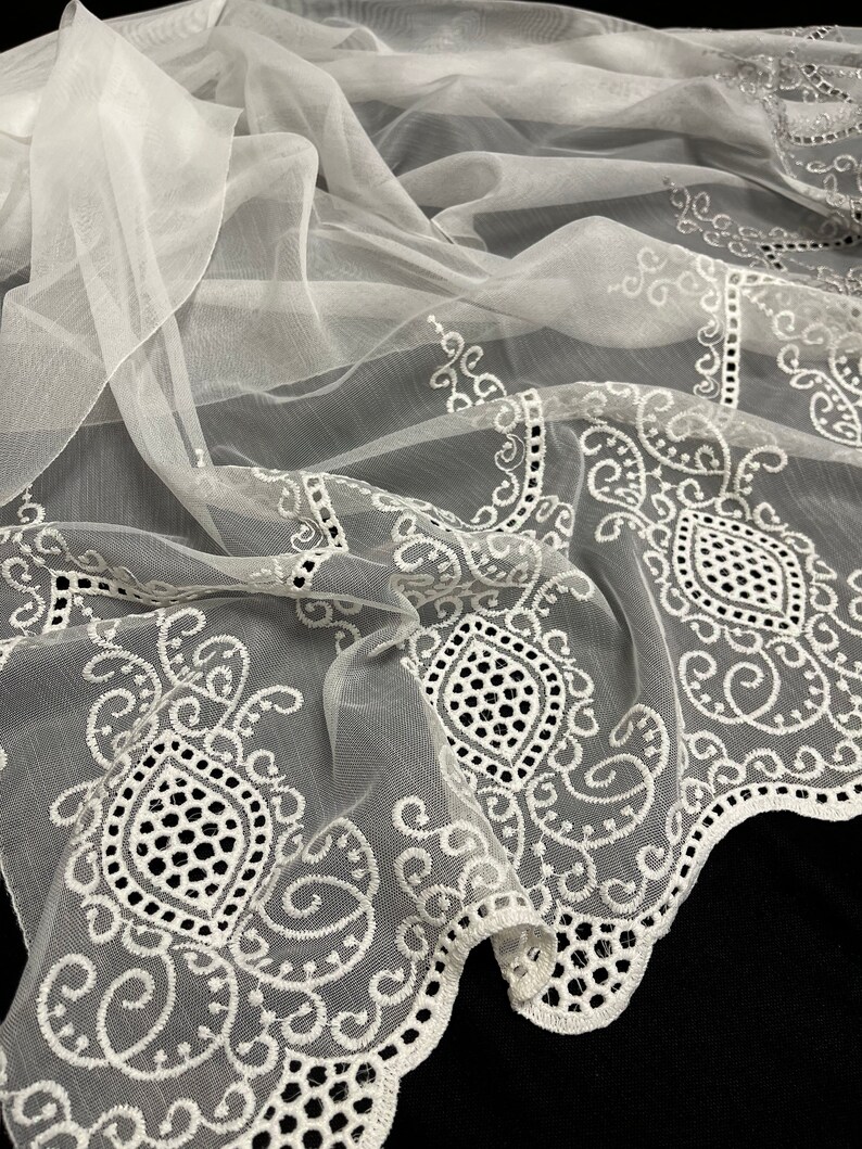 Custom Size Luxury Lace Embroidered Sheer Curtains for Living Room ...