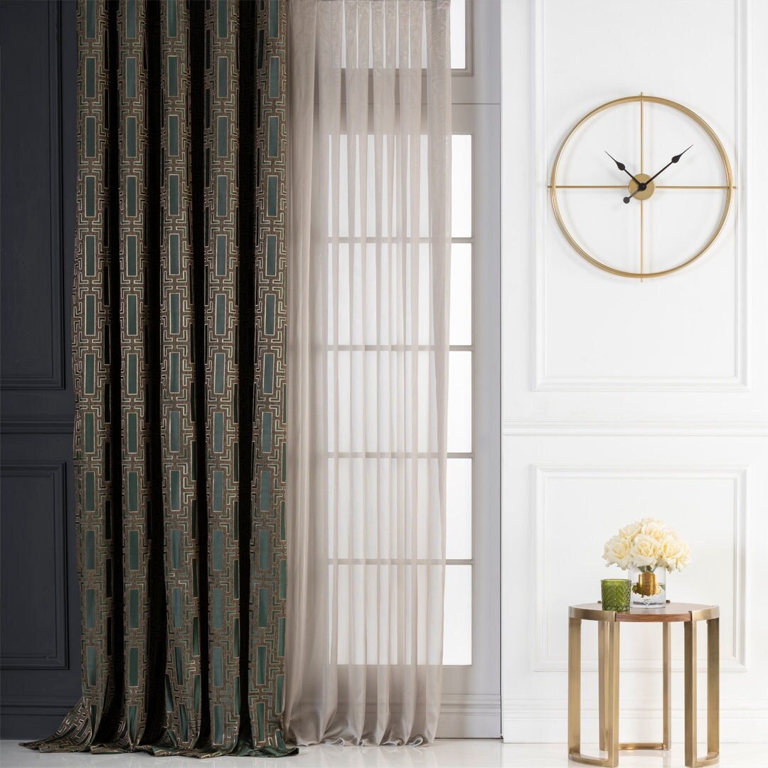 Custom Size Geometric Luxury Curtains, Blackout and Color Options, Home ...