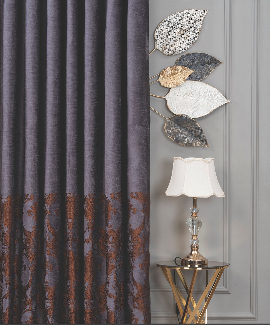 Custom Size Silky Soft Damask Curtains, Home Decor Window Curtains for ...